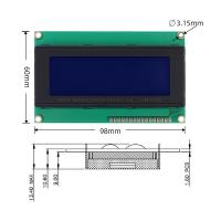 China Cyrillic 2004K 20x04 COB LCD Display Module with I2C Adapter ST7066U 98x60x13.4mm for sale