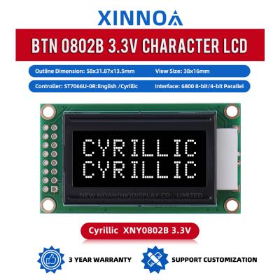 China Cyrillic BTN Black Film 0802B 3.3V Character LCD Module ST7066 Character LCD Portable Display Module for sale