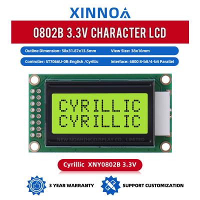 China Cyrillic 0802B 3.3V Character LCD Display Module 8x2 COB ST7066 58x31.9mm for sale