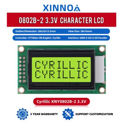China Cyrillic 0802B-2 3.3V Character LCD Display Module 58x32x13.5mm ST7066 Controller for sale
