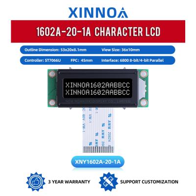 China DFSTN Black Film 1602 LCD Module 53x20x8.1mm ST7066U Controller 2x16 Monochrome Display for sale