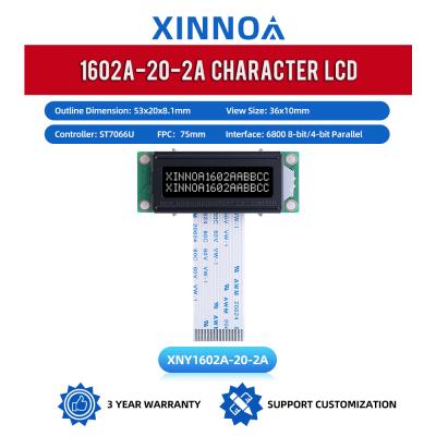 China Industrial Grade 1602A-20-2A Character LCD Screen 16x2 FPC 75mm 5V ST7066U for sale