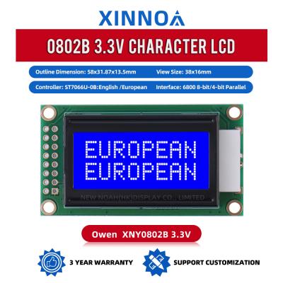 China European 0802B 3.3V Character LCD Module 58x31.87mm ST7066 Controller COB Display for sale