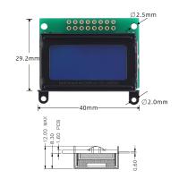China European 0802C Blue Film White Letters 40x29mm Character Dot Matrix LCD Module COB ST7066U for sale