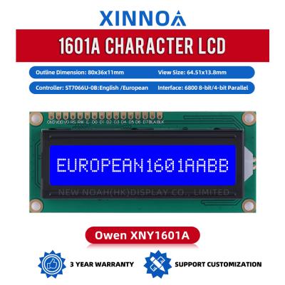 China European 1601A Character Dot Matrix LCD Module 80x36mm ST7066 Controller Blue Film White Letters for sale