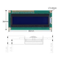 China European 1602A 3.3V LCD Display Module 80x36x11mm COB ST7066U Customizable for sale