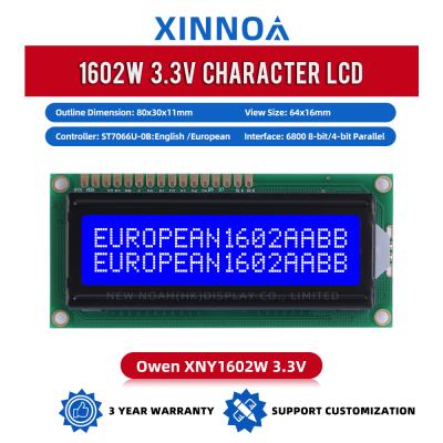 China European 1602W 3.3V Blue Film LCD Module 80x30mm ST7066U Controller for sale