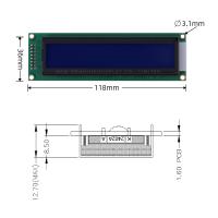 China European 2402A COB LCD Display Module 118x36x12.7mm ST7066U Controller Blue Film White Letters for sale