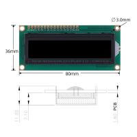 China European 1601A Character LCD Screen ST7066 80x36mm 1.5 Inches COB Black Film Display for sale