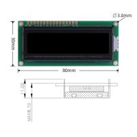 China European 1602W 3.3V 16x2 Character LCD Module ST7066U COB Black Film Display 80x30x11mm for sale