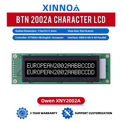 China European BTN Black Film 2002A Multi Language Optional ST7066U High Brightness Character Screen for sale