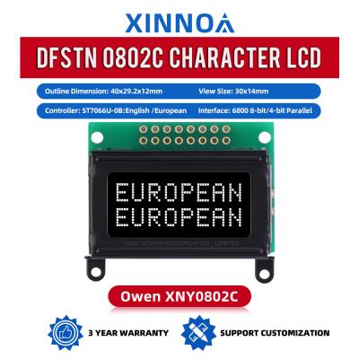 China European DFSTN Black Film 0802C LCD Display 02x08 Characters ST7066U Controller 40x29.2mm for sale
