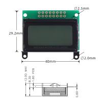 China European Gray Film 0802C Character LCD Display Module 8x2 Ultra Small with Ear Hook Hole 40x29.2mm for sale