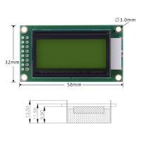China European Yellow Green 0802B 3.3V Character LCD Display Module 8x2 16 PIN COB ST7066 for sale
