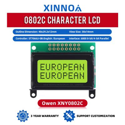 China European Yellow Green 0802C Dot Matrix LCM Display Module 40x29.2mm with Backlight for sale