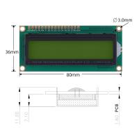 China European 1601A Character LCD Module 1.5 Inch 80x36mm High Brightness Display for sale