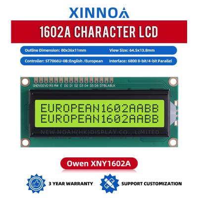 China European Yellow Green Film 1602A Dot Matrix Screen Monochrome Multilingual Module for sale
