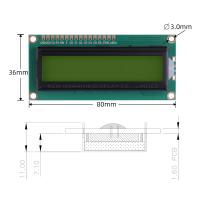 China European Yellow Green Film 1602A Dot Matrix Screen Monochrome Multilingual Module for sale