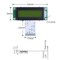 China European 1602A-20-1A 16x2 COB LCD Module 53x20x8.1mm FPC25mm Multilingual Display for sale