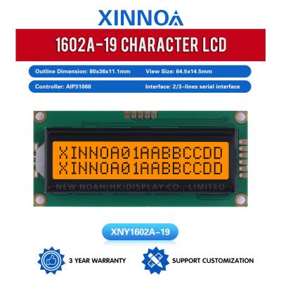 China 1602A-19 Character LCD Module 16x2 Display 80x36x11.1mm COB 6 Pin Backlit LCD Screen for sale