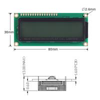 China 1602B REV.C Side Backlight LCD Module 80x36mm ST7066U Controller 16x02 Character Display for sale