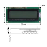 China 1602W 3.3V 16x2 Character LCD Display Module 80x30mm ST7066U COB 16PIN for sale