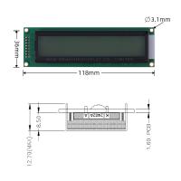 China 2402A 2x24 COB LCD Module 118x36mm ST7066U Controller Customizable Gray Film for sale