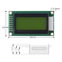 China Persian 0802B 8x2 Character LCD Module COB ST7066 58x31.9mm Yellow Green Film Display for sale