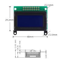 China Russian 0802C Character Dot Matrix LCM Display 40x29.2mm COB ST7066U Customizable for sale