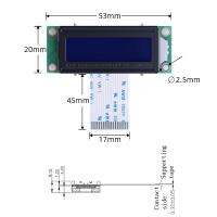 China Russian 1602A-20-1A 16x02 Character LCD Display Module 53x20x8.1mm ST7066U Controller COB for sale