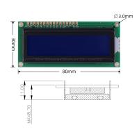 China Russian 1602W STN Character Display 80x30x11mm COB ST7066U 16x02 LCD Module for sale