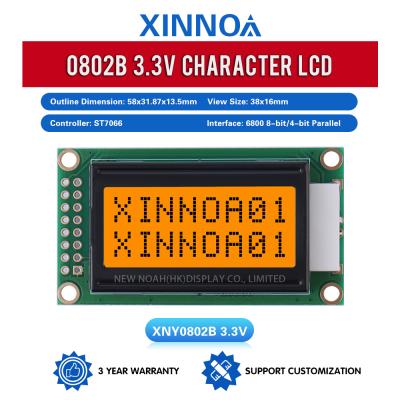 China 0802B 3.3V Gray Film Character Display Screen 0802 16 PIN Dot Matrix COB ST7066 for sale