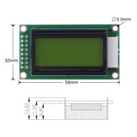 China 0802B 3.3V Yellow Green Film Character LCD Display Module 16 PIN ST7066 Chip 58x31.87mm for sale