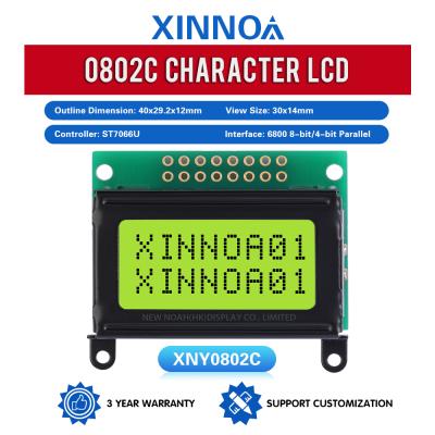 China Yellow Green Film 0802C Character LCD Screen Development Of Ultra Small Module Support Solution for sale