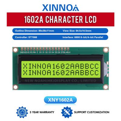 China Yellow Green Film 1602A Character LCD Screen Controller ST7066 1.5 Inches Support Scheme Development for sale