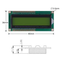 China 1602A-13 16x2 Character LCD Display Module 80x36mm ST7066U Controller 5V COB Yellow Green for sale