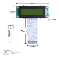 China 1602A-20-2A Yellow Green Film 16x2 Character LCD Module 53x20x8.1mm ST7066U COB for sale