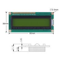China 1602A 3.3V Yellow Green Film LCD Display 16x2 Character Module ST7066U 80x36mm for sale