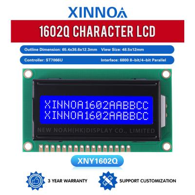 China 1602Q Character LCD Module 16x2 ST7066U Controller Blue Film White Letters 65.4x36.6mm for sale