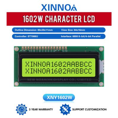 China 1602W STN LCD Character Display Module 80x30mm ST7066U Controller Yellow Green for sale