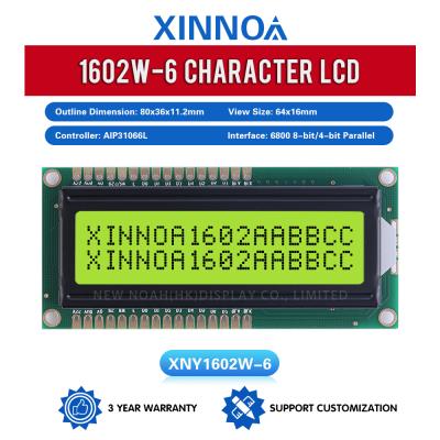 China 1602W-6 16x2 LCD Display Module 80x36mm COB AIP31066L Yellow Green Film for sale