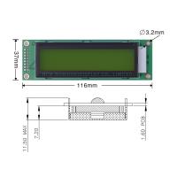 China 2002A 20x2 Character LCD Display Module 116x37mm ST7066U Controller COB Yellow Green for sale
