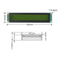 China 2002K-1 20x2 Character LCD Module 180x40x14.5mm COB ST7066U Yellow Green Film High Quality LCM for sale