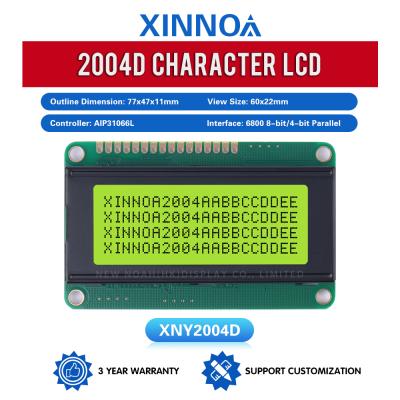 China 2004D 20x4 Character LCD Module 77x47mm ST7066U Controller Yellow Green Display for sale