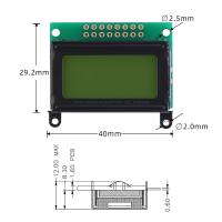 China Russian Yellow Green Film 0802C Character LCD Screen Development Of Ultra Small Module Support Solution for sale