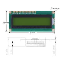 China Russian 1602A 3.3V Yellow Green LCD Character Display Module ST7066U 80x36mm for sale