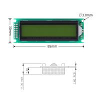 China Russian 1602H 16x2 Character Dot Matrix LCD Module Yellow Green Film 85x30mm for sale