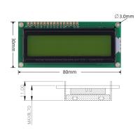 China Russian 1602W 16x2 COB LCD Display Module ST7066U Controller 80x30x11mm for sale