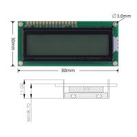 China Russian Gray Film 1602W Spot Module Large Window ST7066U High Brightness LCD Screen 80x30x11mm for sale