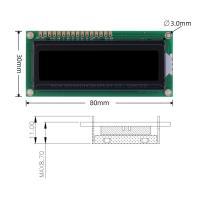 China Russian 1602W 16x02 COB LCD Display Module 80x30mm ST7066U Black Film for sale